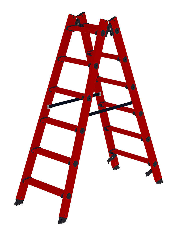 MUNK Günzburger GFK Stufen-Stehleiter beidseitig begehbar / 2x6 Stufen / gemäß TRBS 2121-2 - 34212