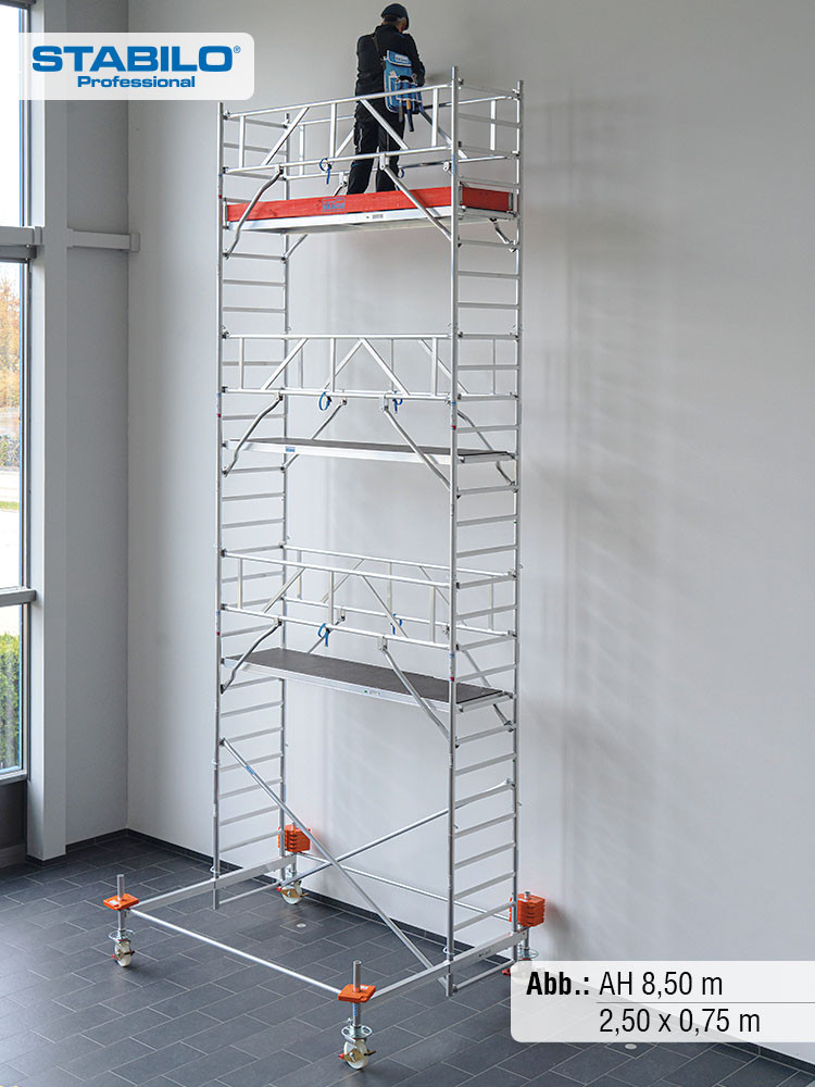 KRAUSE STABILO Serie 100 Alu-Fahrgerüst - Feldlänge 2,50 m - AH 13,50 m | gemäß neuer Norm DIN ...