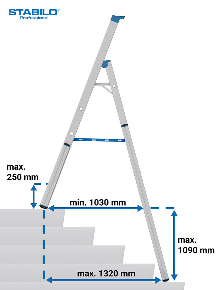 KRAUSE STABILO Treppenstehleiter mit 4 Holmverlängerungen / 5 Stufen / gemäß TRBS 2121-2 - 134936