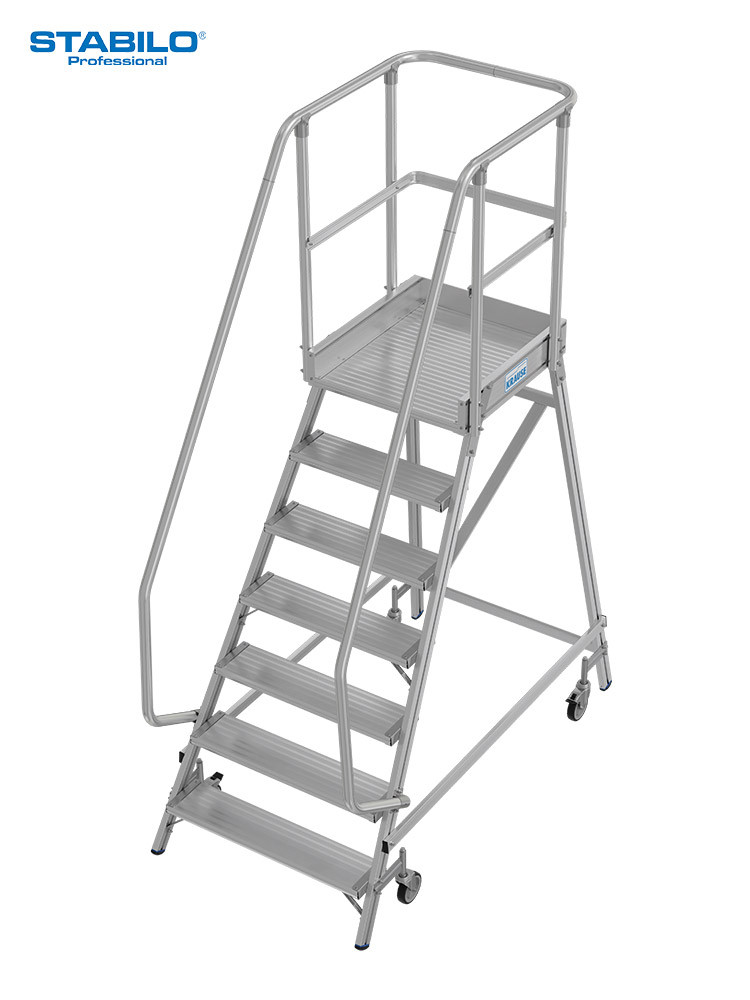 KRAUSE STABILO Podestleiter fahrbar, einseitig begehbar / 7 Stufen ...