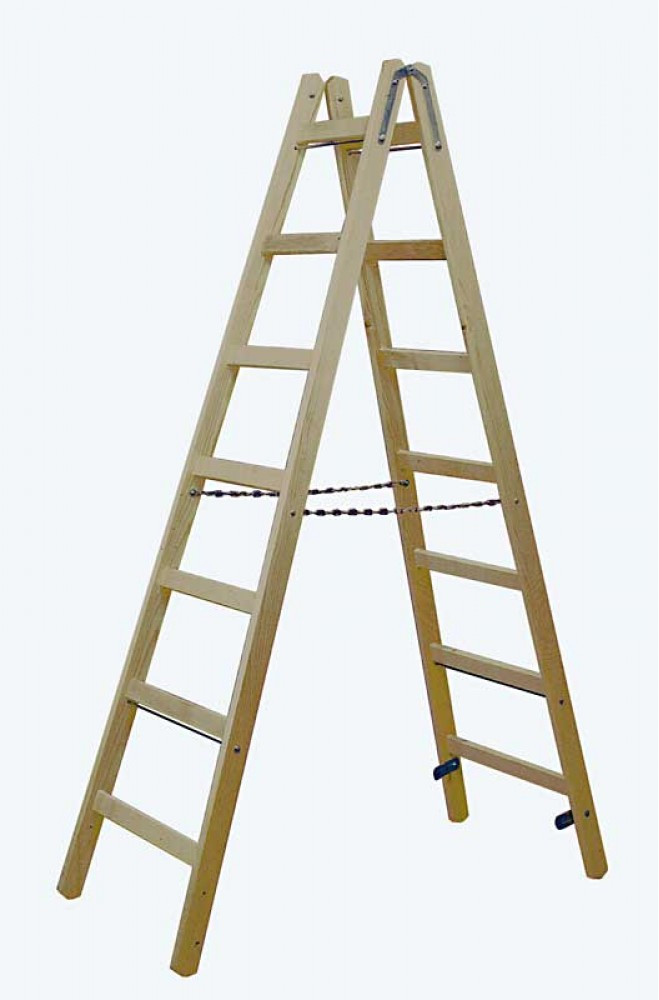 KRAUSE Leiter Profi-Doppel-Holzleiter 2x7 Sprossen - 170095